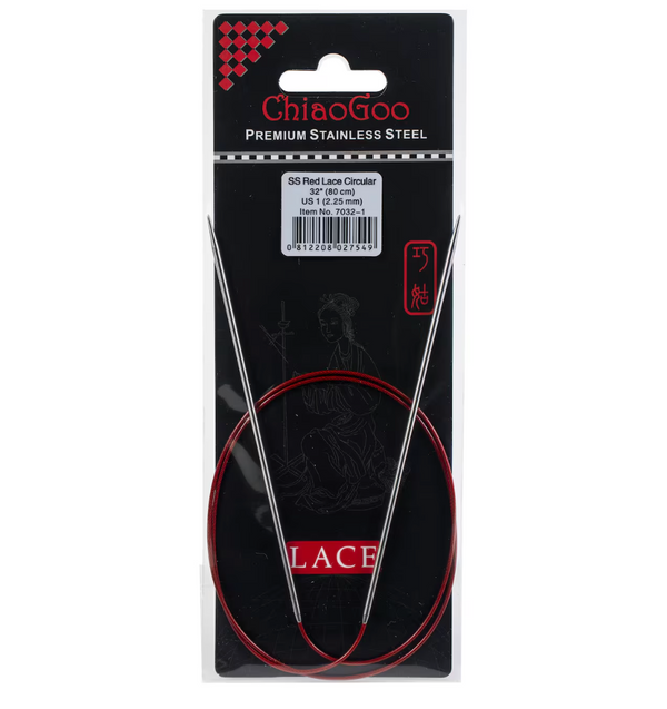 ChiaoGoo Red Lace Metal Fixed Circular Needles – South Philly Yarn and ...